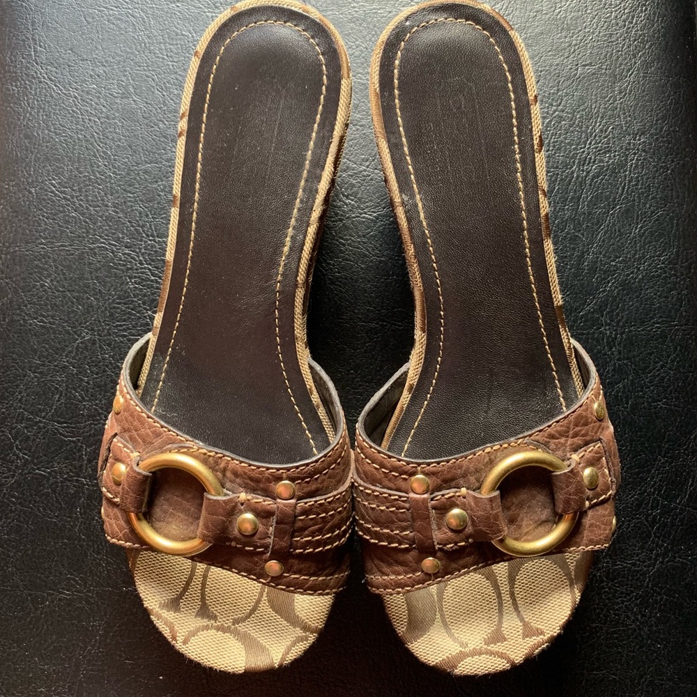 Coach Shoes Signature Wedge Slides - Gem